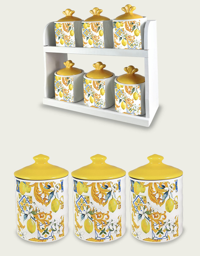 Porselein Voorraadpotten Lemon - 3 maten verkrijgbaar - Bella Roba